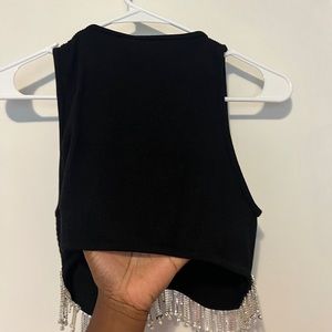 Zara | Tops | Zara Seamless Rhinestone Top Black Nwt | Poshmark